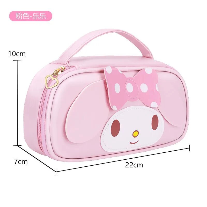 Вместительный водонепроницаемый пенал Sanrio Cinnamoroll My Melody Kuromi с ручкой, органайзер для школьных канцелярских принадлежностей