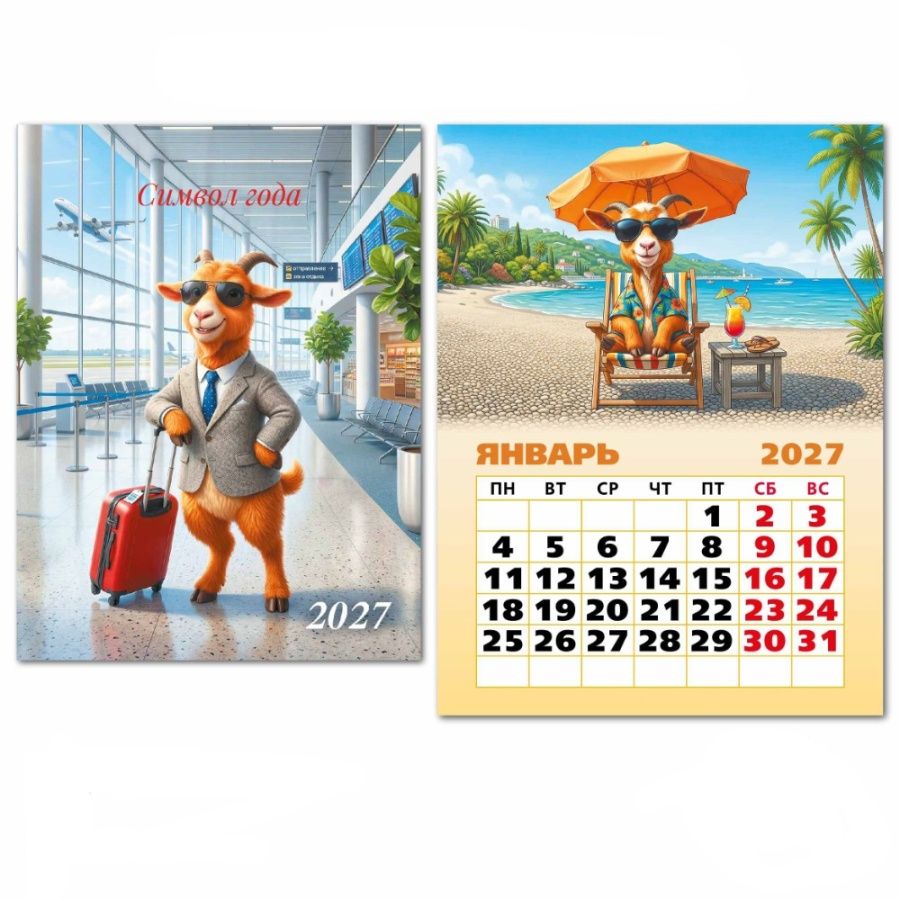 Календарь 2027 год настенный отрывной на магните Символ года 1