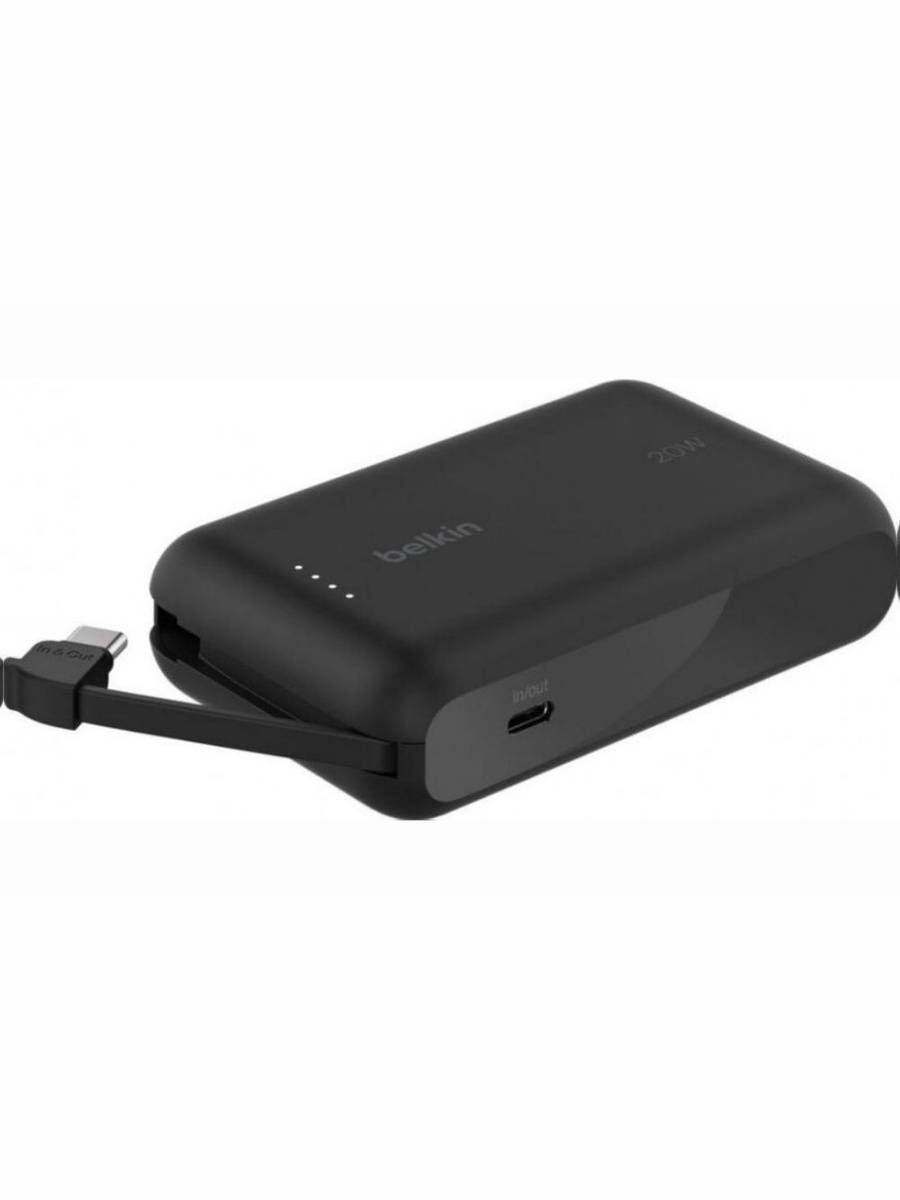Belkin BoostСharge Power Bank 10000 mah Внешний аккумулятор, черный, со встроенным кабелем, BPB021hqBK