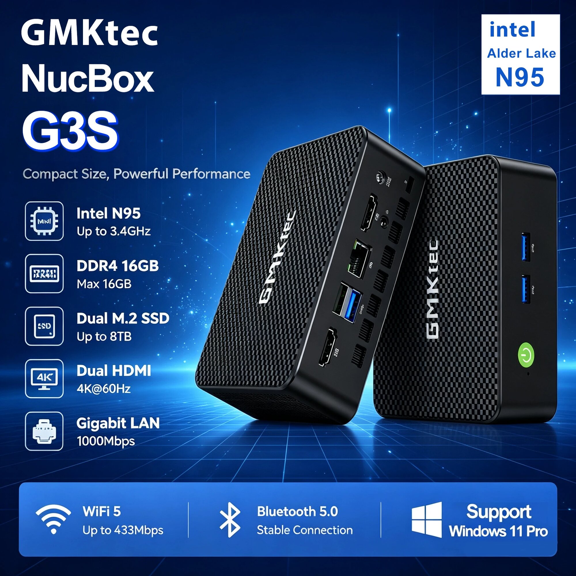 Мини-ПК GMKtec G3 Pro Intel Core i3-10110U