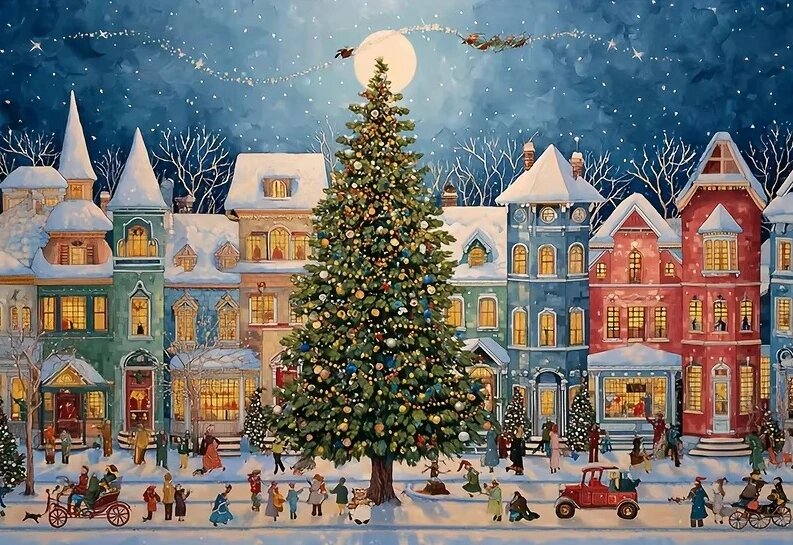 Пазл «Рождественская Елка И Снег» 500/1000/1200/2000 элементов 1000PCS-50X70CM