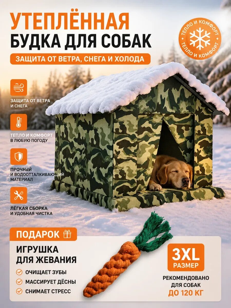 Уличная утеплённая будка для крупных собак