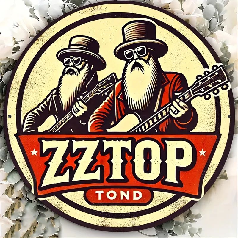 <2D Плоский> 1 шт. металлическая табличка Zztop размером 8 x 8 дюймов (20 x 20 см) настенное украшение из алюминиевой фольги с гравировкой и высококачественной печатью.