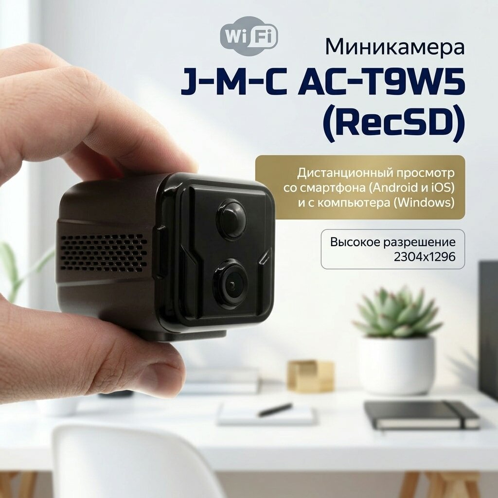 Мини WiFi IP 3mp камера наблюдения JMC AC-T9W5. Запись на SD