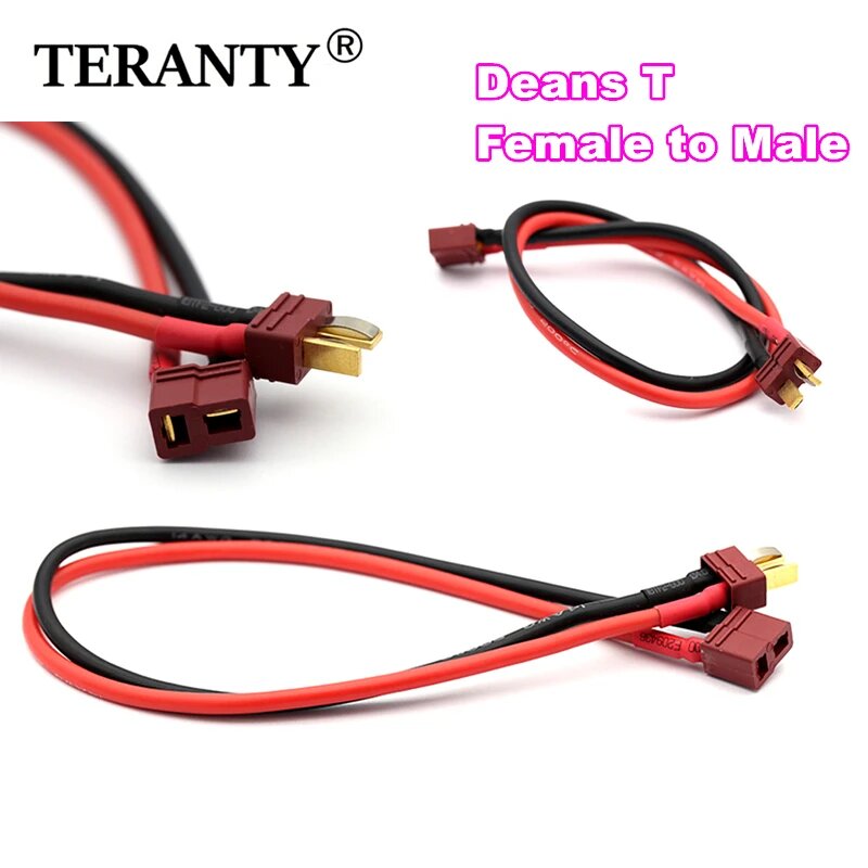 Кабель-удлинитель Deans T-типа, 1-5 шт, 14AWG, с разъемом T-типа (гнездо) на разъем T-типа (штекер), силиконовый провод, 20 см, 30 см, 40 см, 60 см
