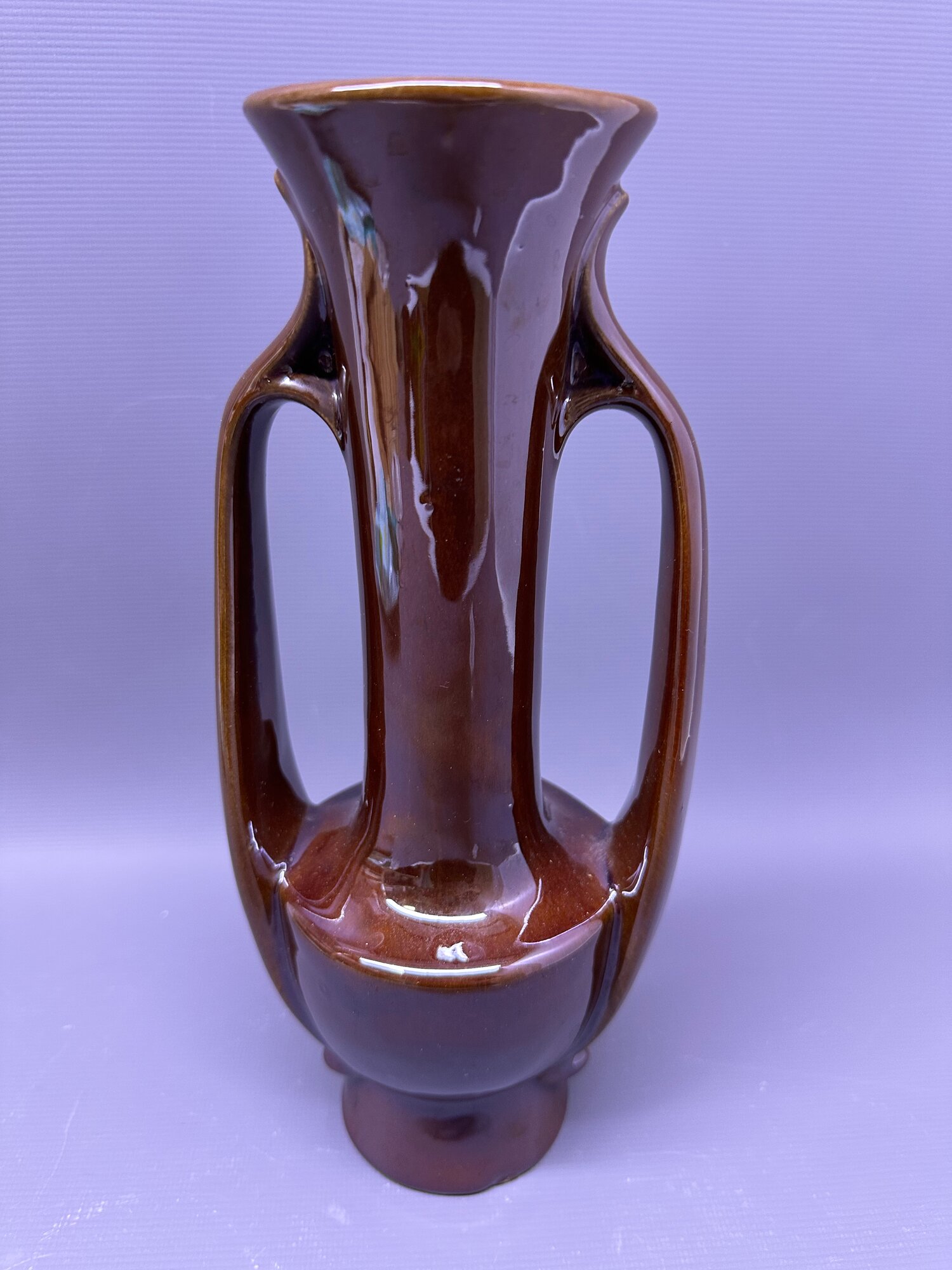 Ваза-амфора обливная, керамика, настольная, СССР, 1970 г, коллекционная