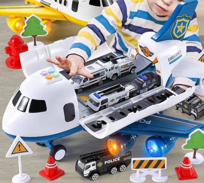 Игрушка самолет с техникой внутри / разборный /STORAGE AIRCRAFT