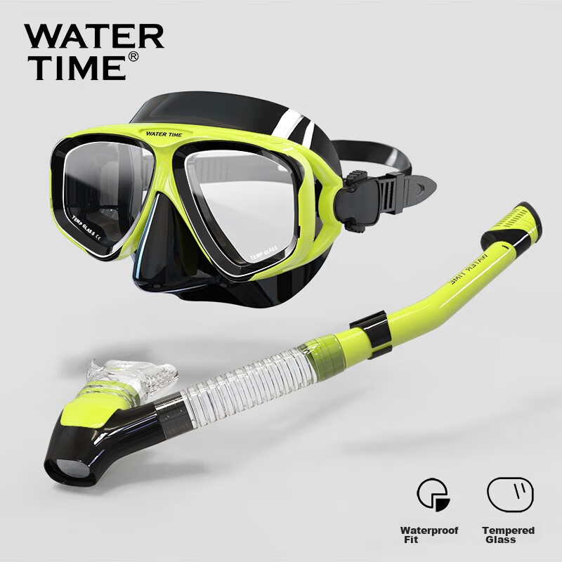 Набор водного снаряжения WATERTIME: Антизапотевающая маска, полный сухой маскотруб и плавательные очки для взрослых