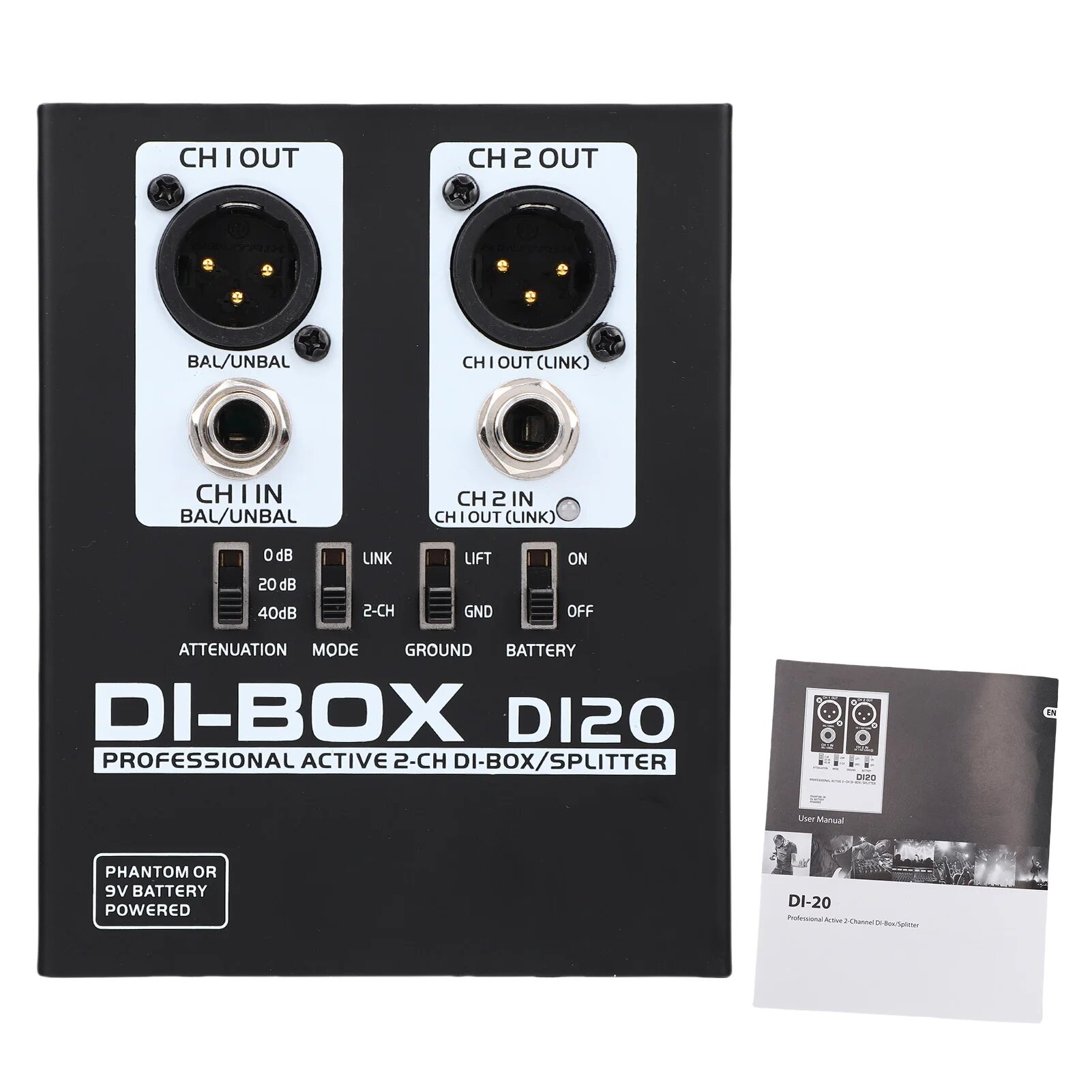 Ammoon 2-канальный Активный DI Box TRS-XLR