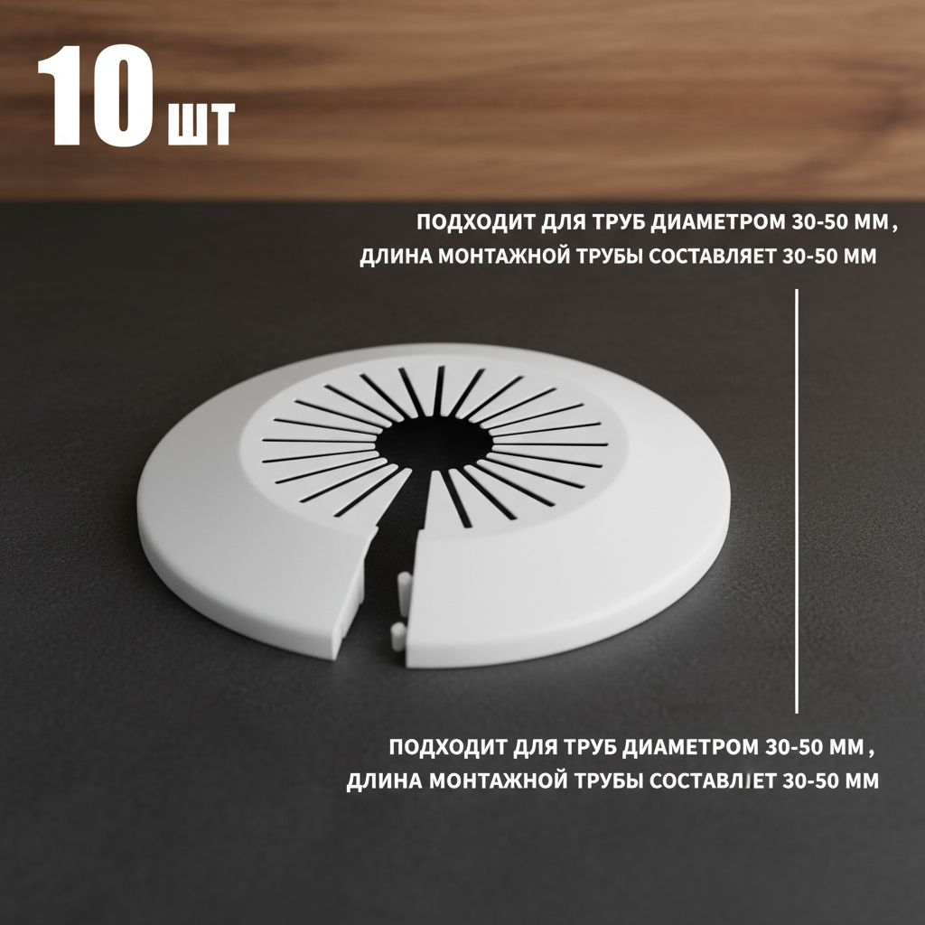 Desvio decorativo para tubos redondos 16mm 40mm branco 10 itens