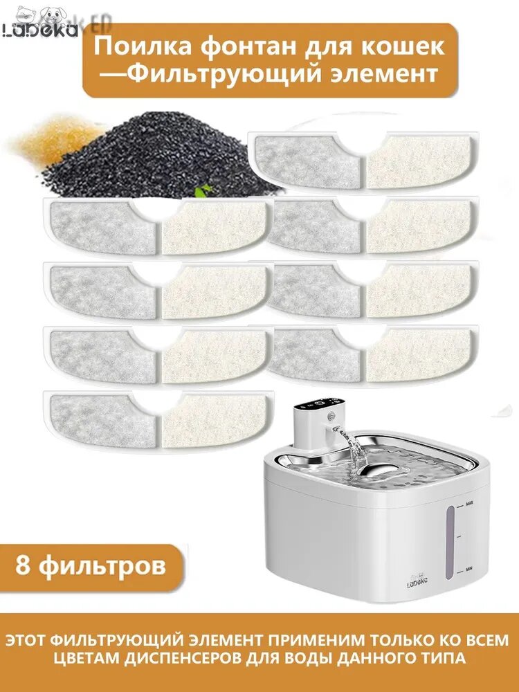 LABEKA, Фильтры сменные для фонтана кошек 8 шт