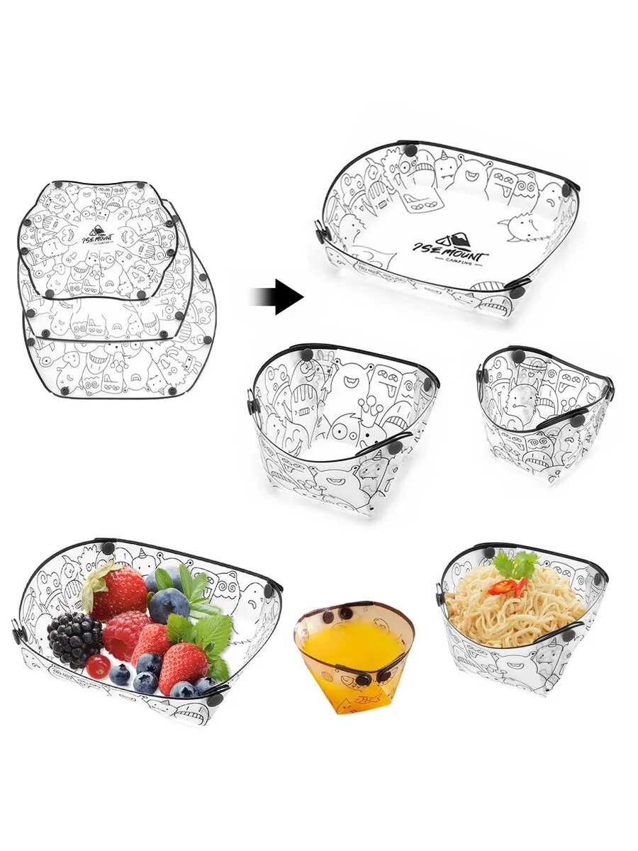 Складной набор посуды для пикника и туризма портативный