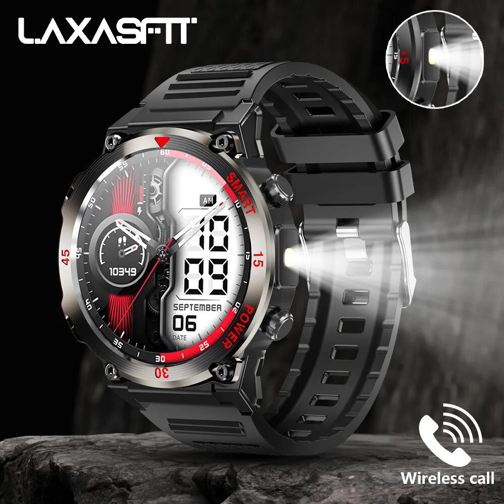 LAXASFIT GT11 Черные умные часы с фонариком