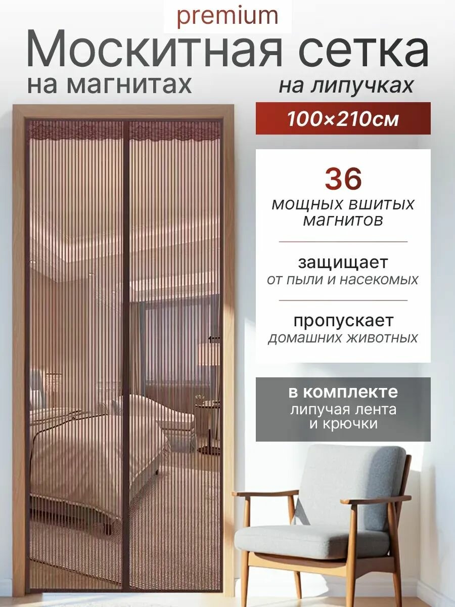 Москитная сетка на дверь с магнитом 100см