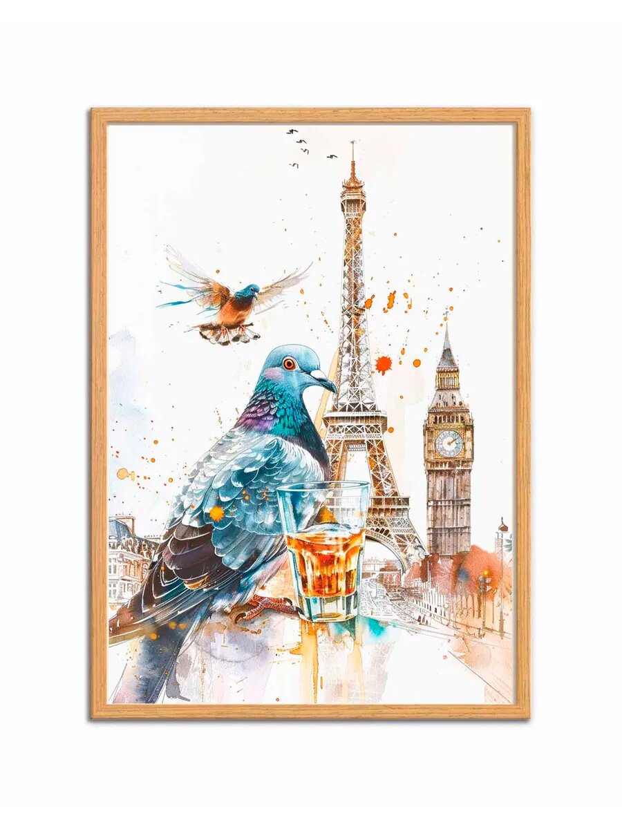 Курица-пташка пьет виски 3, Плакат 30x42см