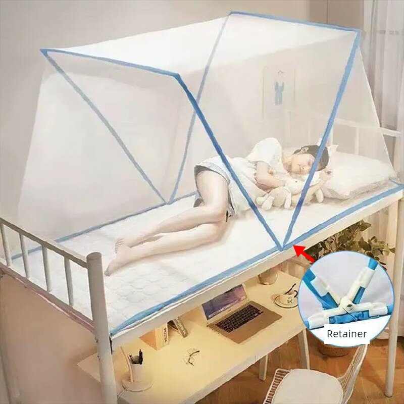 Синяя москитная сетка для кровати 1.5м с улучшенным креплением 190x135 см