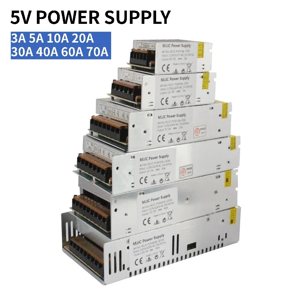 Трансформатор MJJC 5В для светодиодов 5V 40A 200W — фото 1