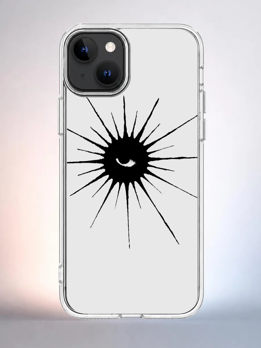 Чехол iPhone 14 солнце-звезда силиконовый прозрачный