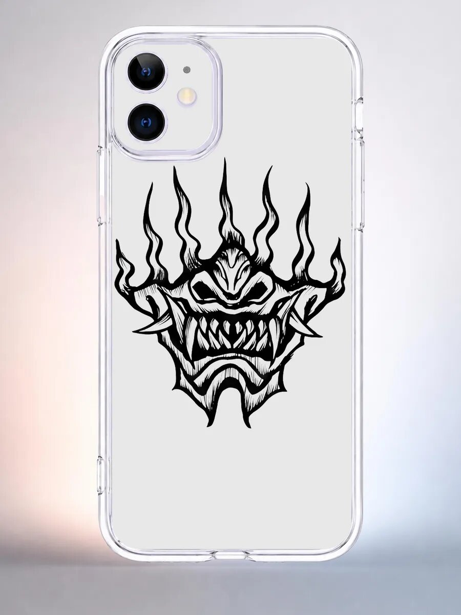 Чехол iPhone 11 демон маска силиконовый прозрачный