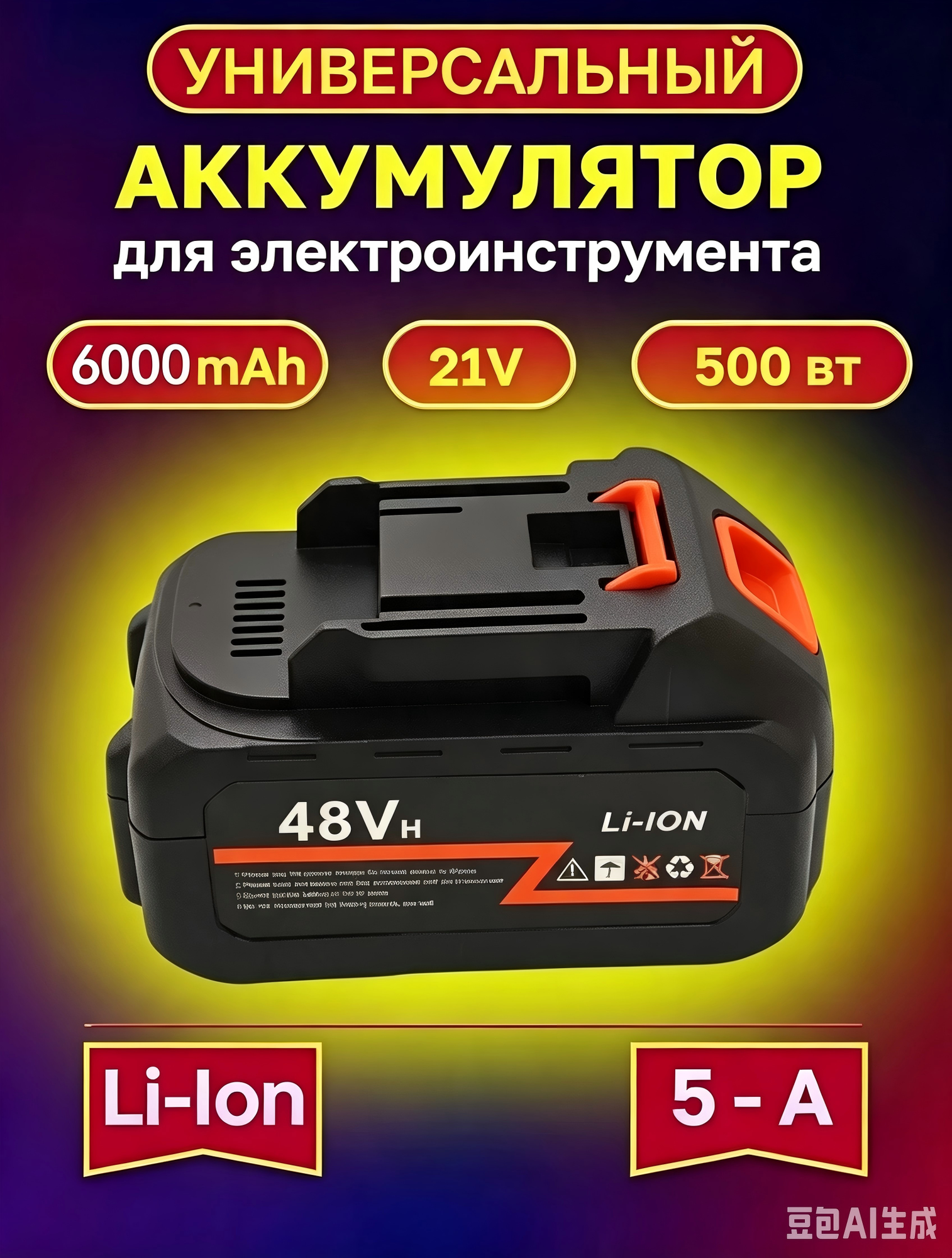 Сменный дополнительный аккумулятор для мини мойки/цепной пилы или сучкореза