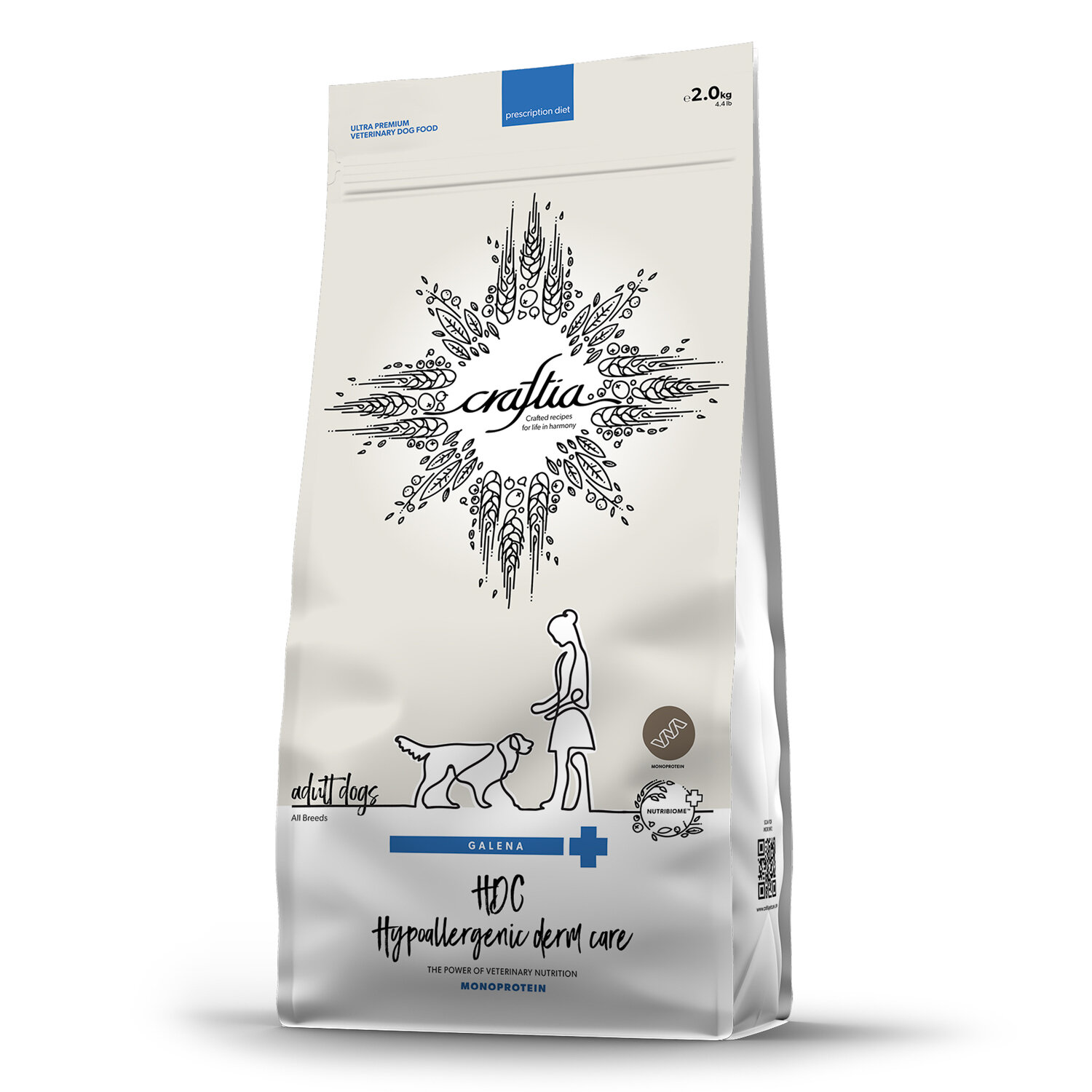 CRAFTIA GALENA DOG HYPOALLERGENIC сухой корм для собак при пищевой аллергии и заболеваниях кожи 2 кг