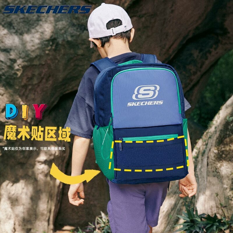 Skechers Большая вместимость Легкий рюкзак для школьников в темно-синем