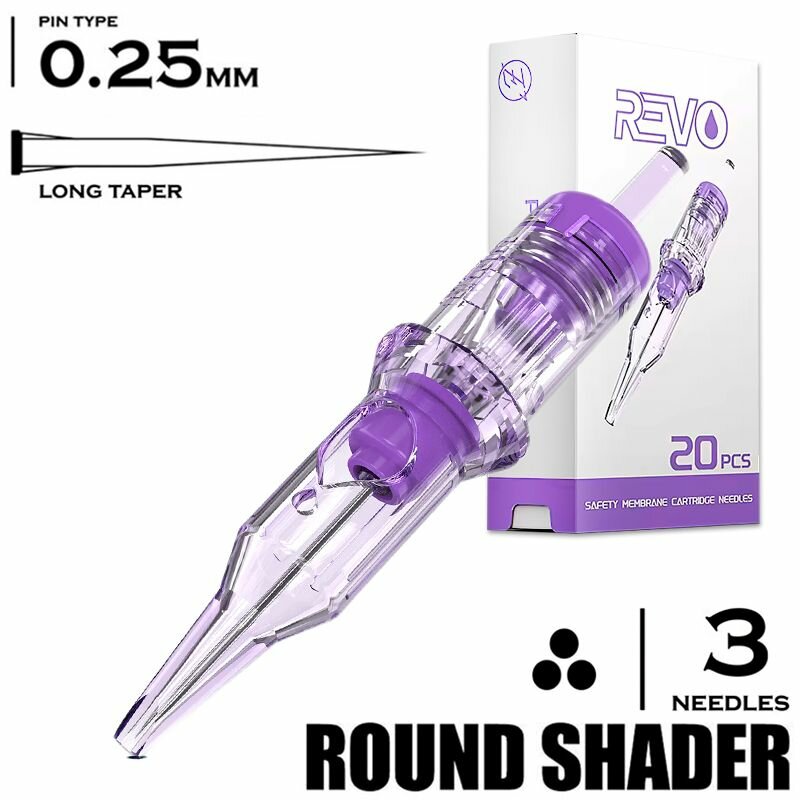 Картриджи для тату и татуажа EZ INKin REVO PMU 0.25/03 RSLT Round Shader Micro, 20шт