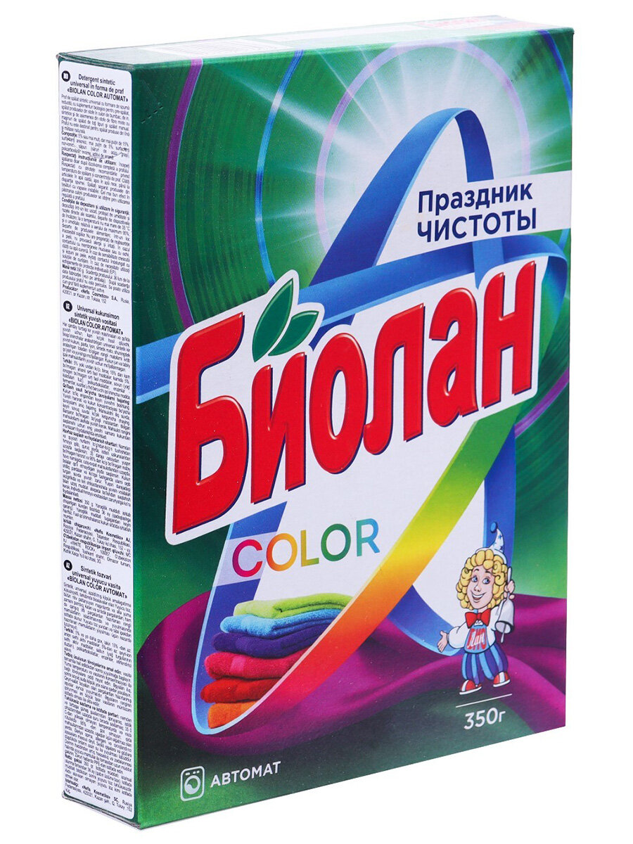 Биолан Порошок стиральный автомат для стирки белья Color 350г