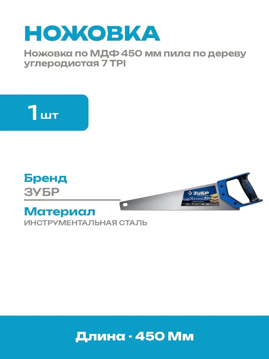 Ножовка по дереву 450 мм 2D зуб для продольного распила ДСП