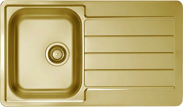 Мойка кухонная Alveus Line Monarch 20 металлическая, 86x50, прямоугольная, мойка для кухни, с крылом, золотая