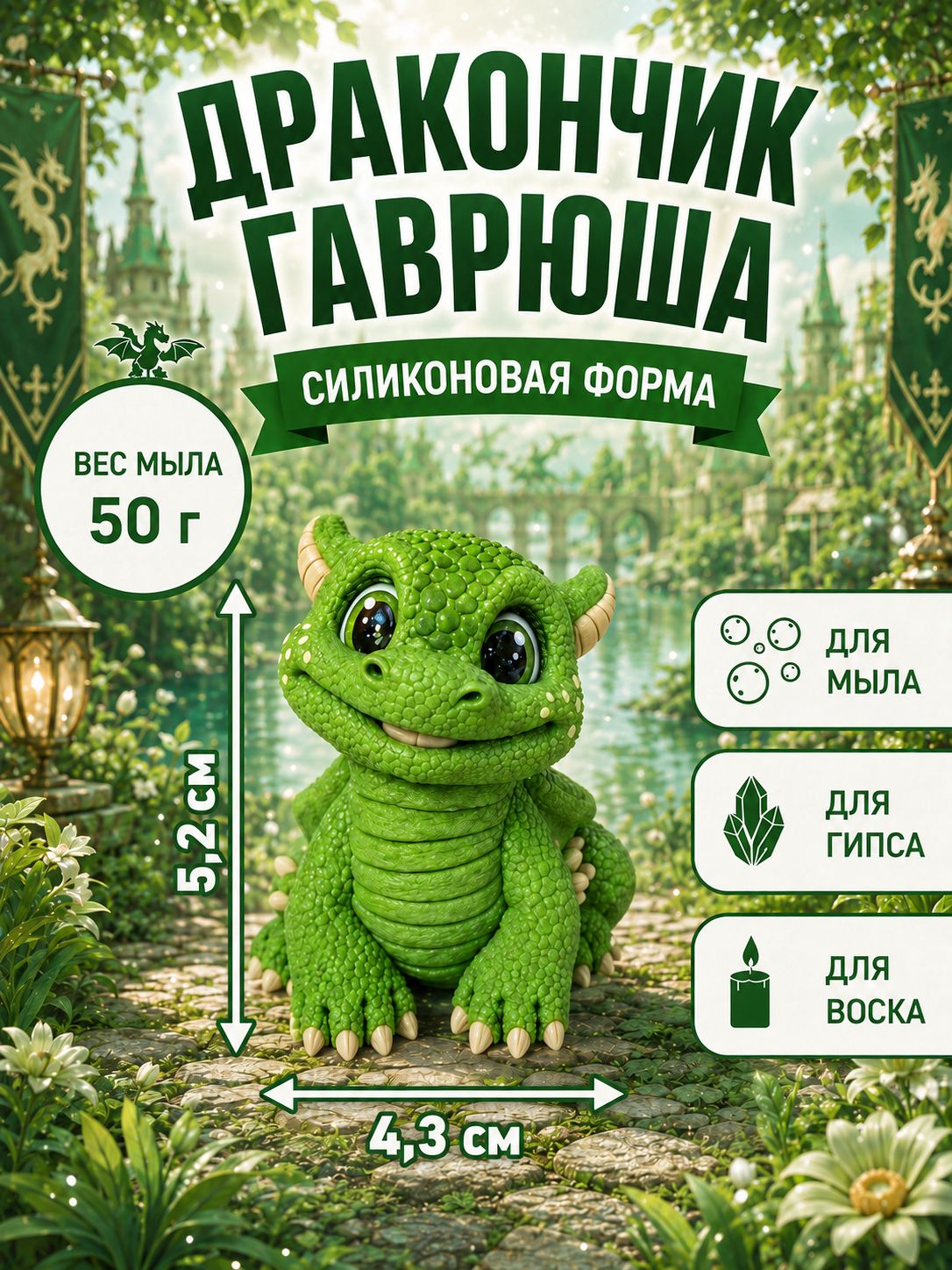 Силиконовая форма "Дракончик Гаврюша" / Мир Мыла