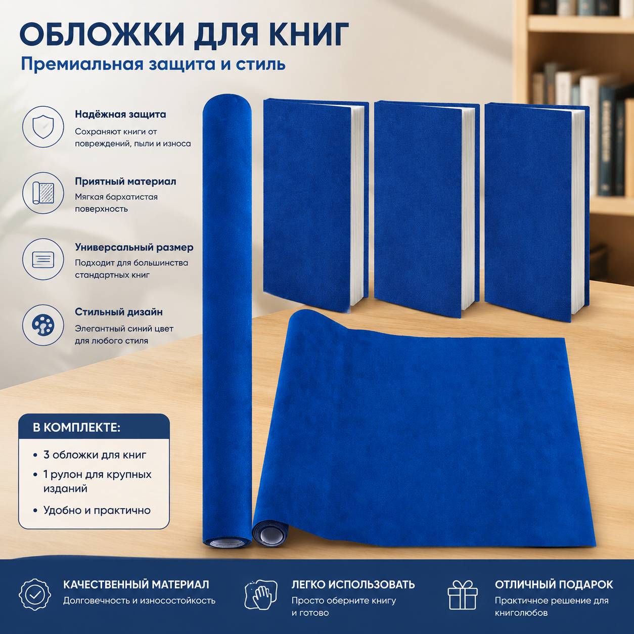 1 шт. Обложка для блокнота из искусственной замши, прямоугольная, темно-синяя, 300 x 1300 мм