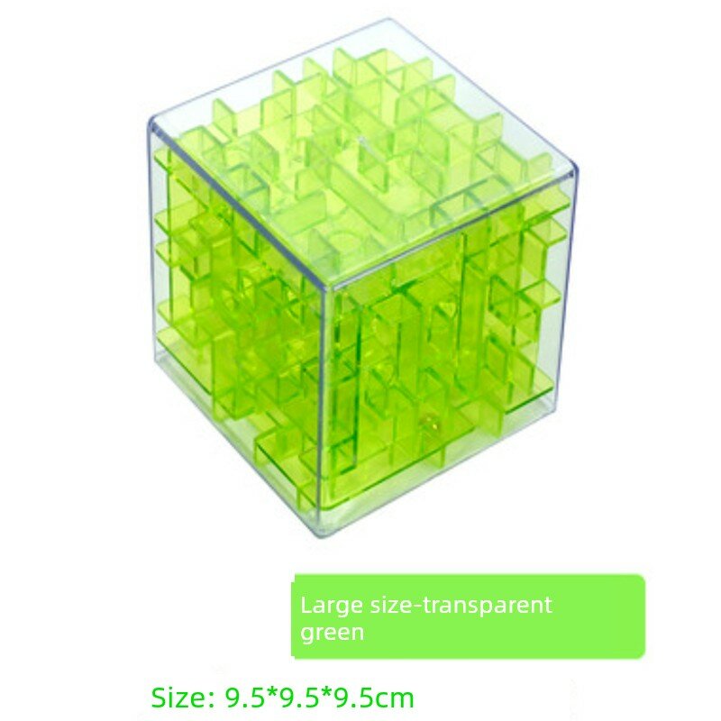 3D Лабиринт Пазл Игра с Шариком, 720° Вращение, Большой Размер 9.5x9.5см, Прозрачный Зеленый Образовательная Игра