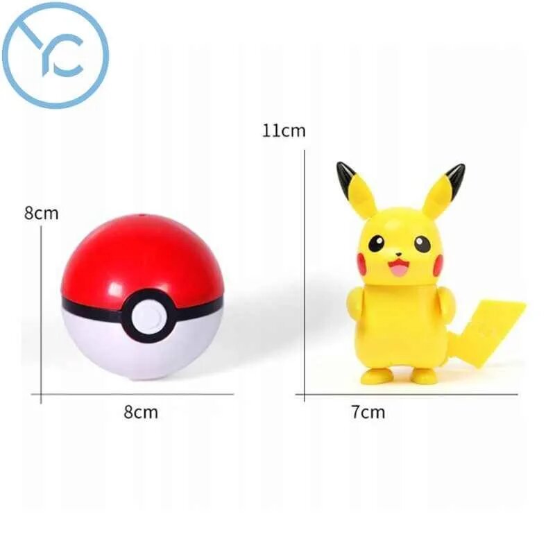 Трансформер Пикачу Pokemon, Светло-желтый, ABS пластик, Высота 8.1 см, Игрушка — фото 1