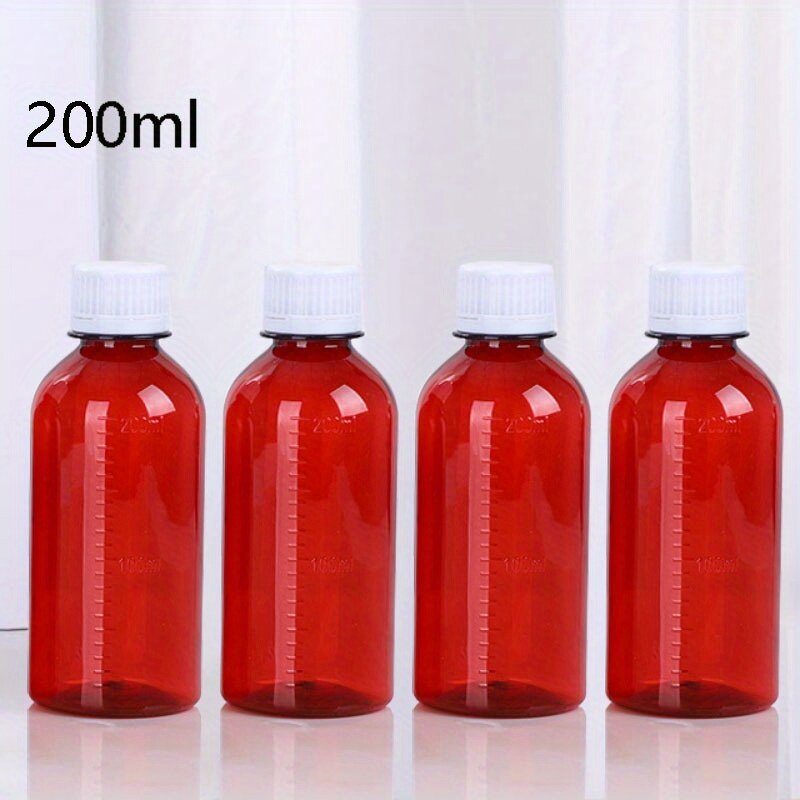Мерные пробирки коричневые пластиковые с делениями, 4 шт, 6.76 oz для жидкостей и мазей