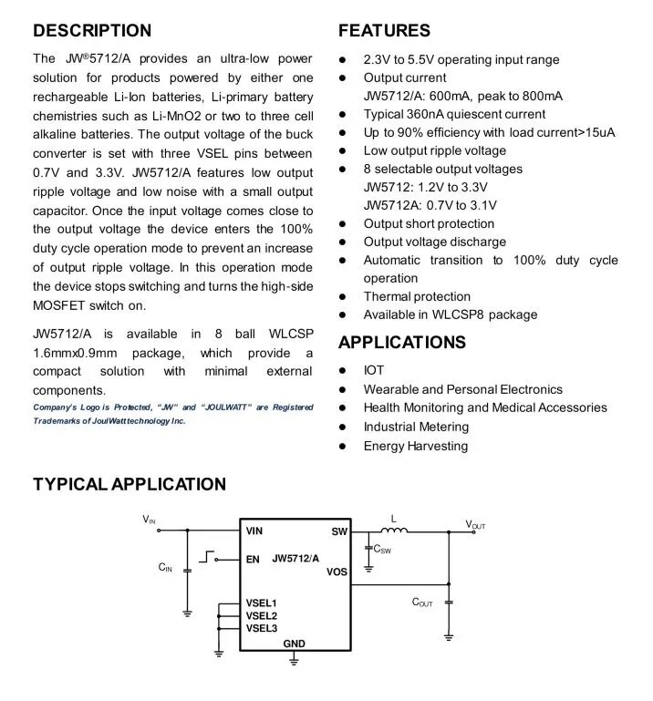 10 шт JW5712AWLCSPC#TR WLCSP-8; Hадписи код: JWNJ*, 100% Hовый, Охранное оборудование для дома и дачи