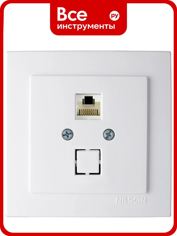 1-местная компьютерная розетка Nilson СУ RJ45 CAT6, TOURAN-ALEGRA-THOR, белый 24111045