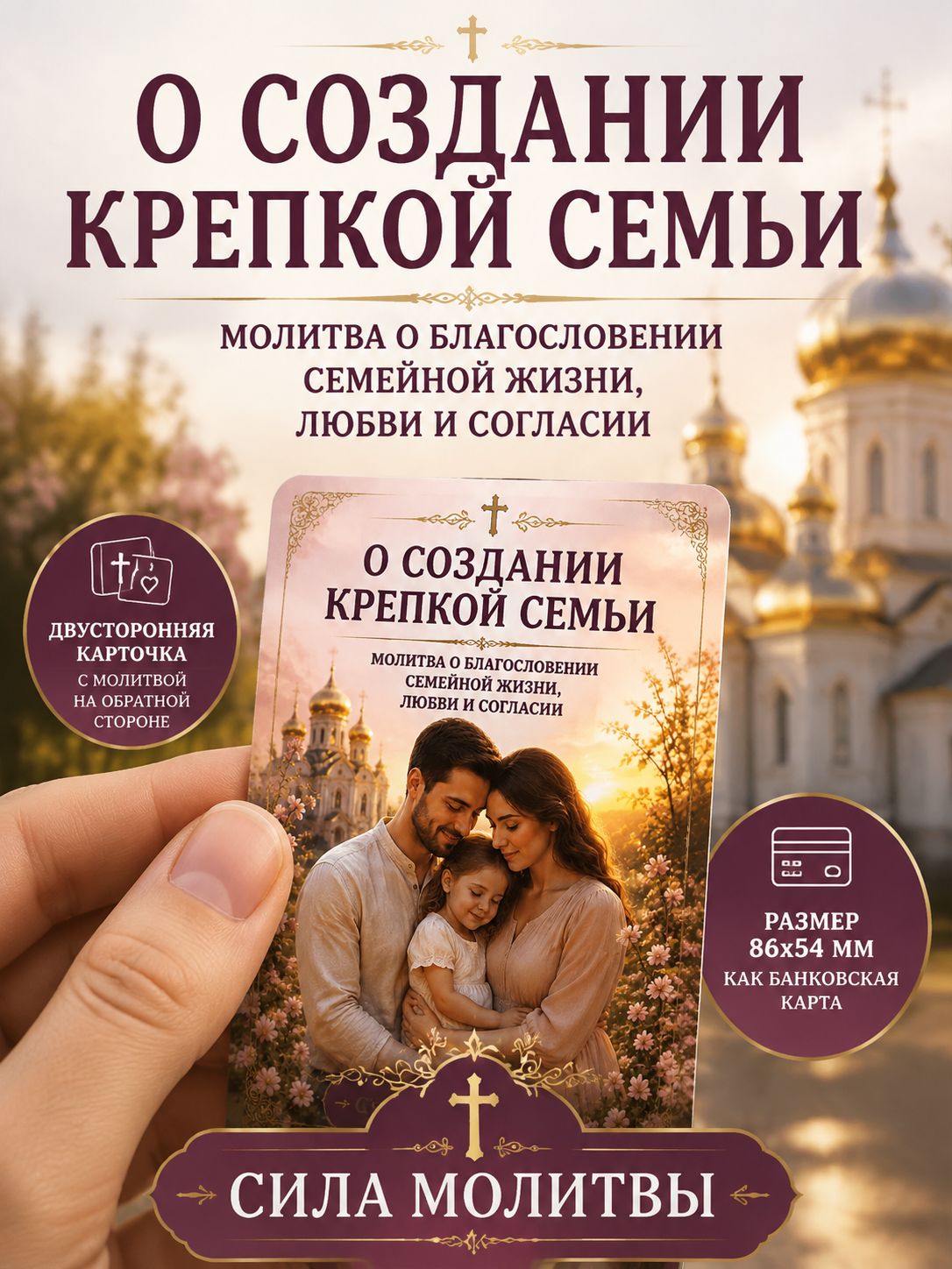 Карманная Православная Карточка с молитвой о Создании Крепкой Семьи
