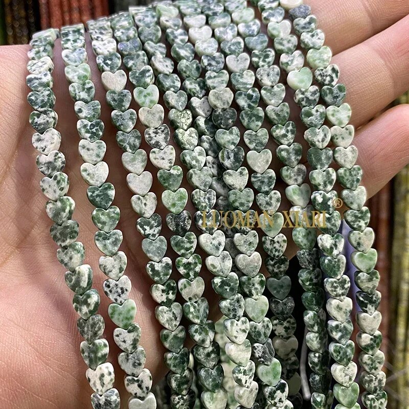 Бусины LUOMAN XIARI 6 мм сердце любовь набор аметист Зеленый, 6mm 66-68pcs 36cm, green point jade