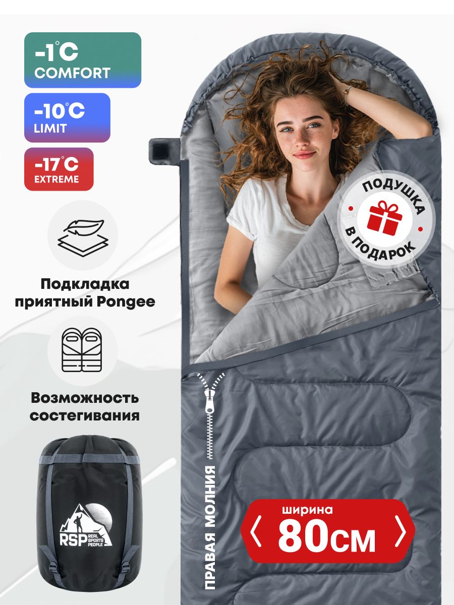 Спальный мешок RSP Sleep 450 RipStop (серый, молния справа)