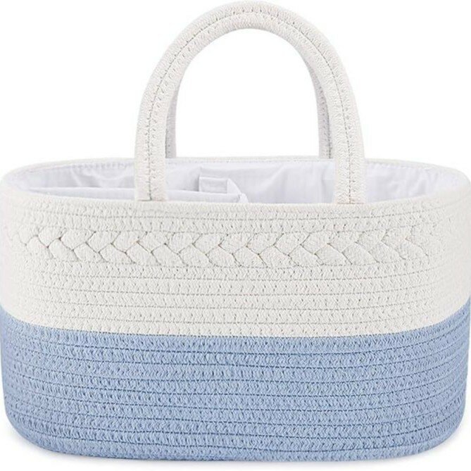 Корзина для хранения подгузников baby diaper storage basket с съемными отделениями и хлопковым канатом для хранения в детской blue