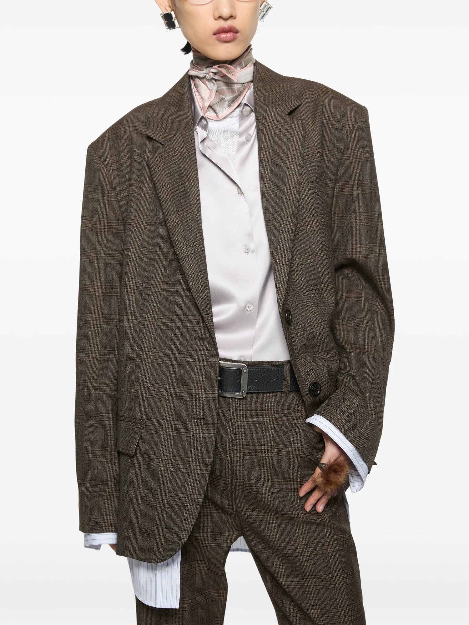 Комбинезон Acne Studios Layered wool suit jacket, размер 38, коричневый — фото 1
