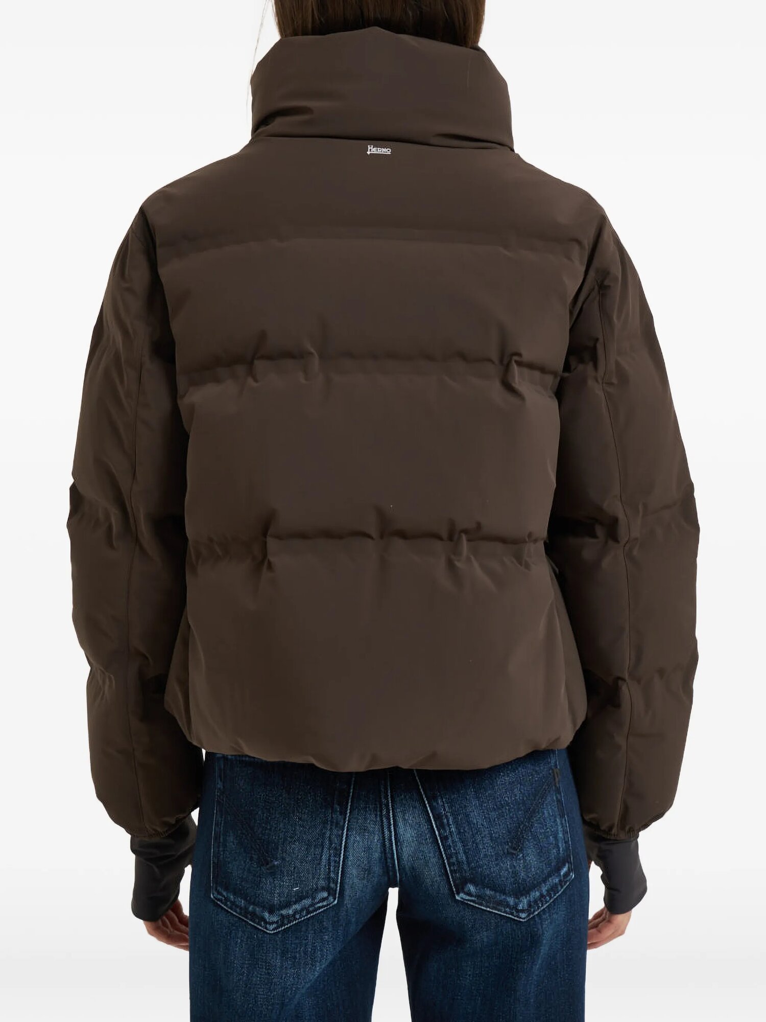 Куртка Herno Quilted funnel-neck puffer jacket, размер 40, коричневый — фото 1