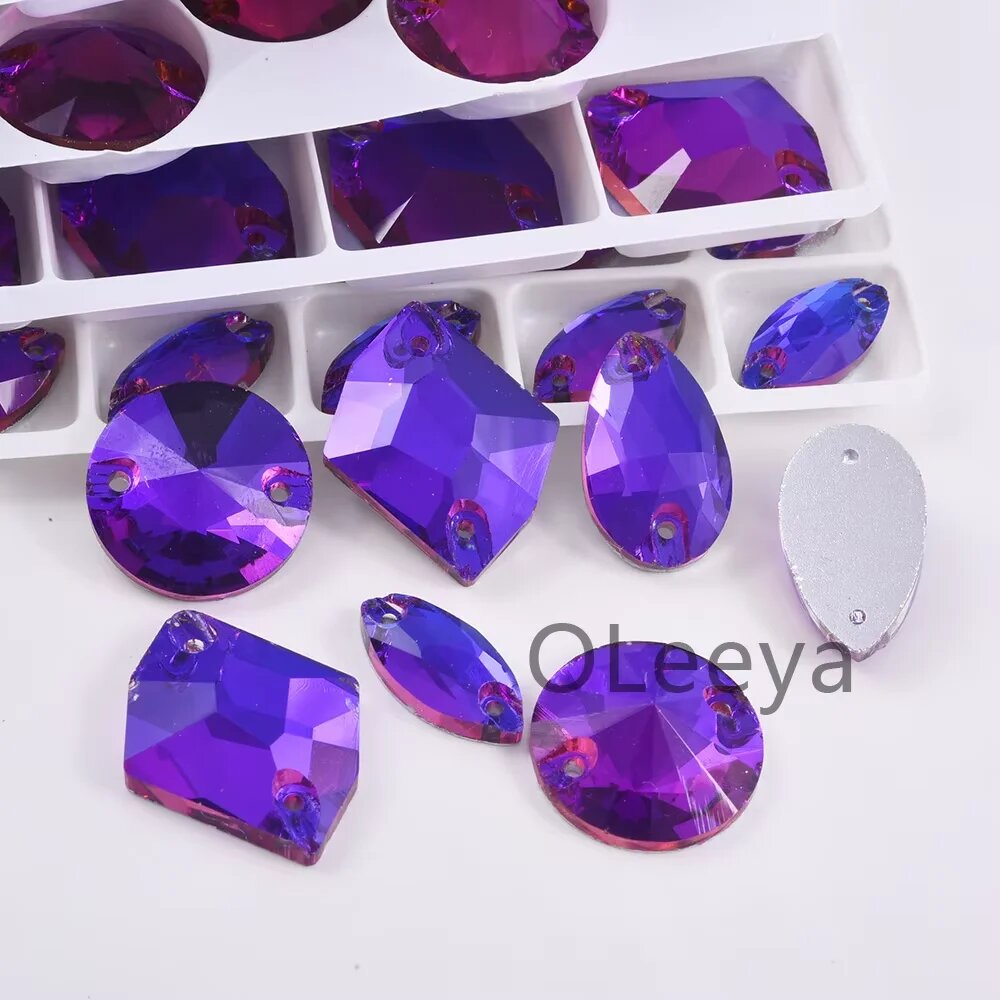 Oleeya стеклянные стразы фиолетовые 100Pcs(Mix)
