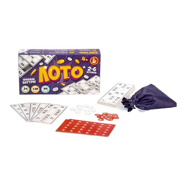 Лото (с пластиковыми жетонами), в/к 5,324,5*13,2 см