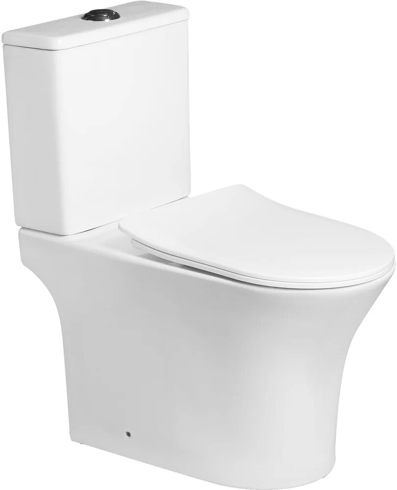 Унитаз-компакт напольный SantiLine SL-5022 с микролифтом, антивсплеск, фаянсовый, белый, глянцевый, овальный, с нижним подводом, сиденье для унитаза в комплекте