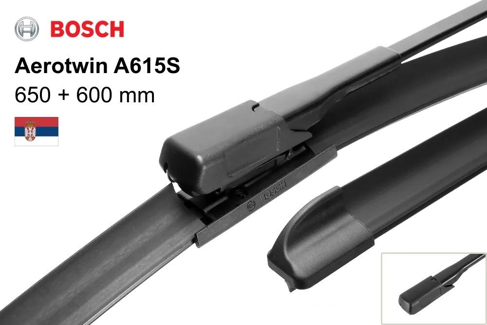 Щетки стеклоочистителя Bosch Aerotwin A615S (3397014615), бескаркасные, 650мм + 600мм, 2 шт, MBTL1.1, для Mercedes-Benz Sprinter W907/W910/VS30