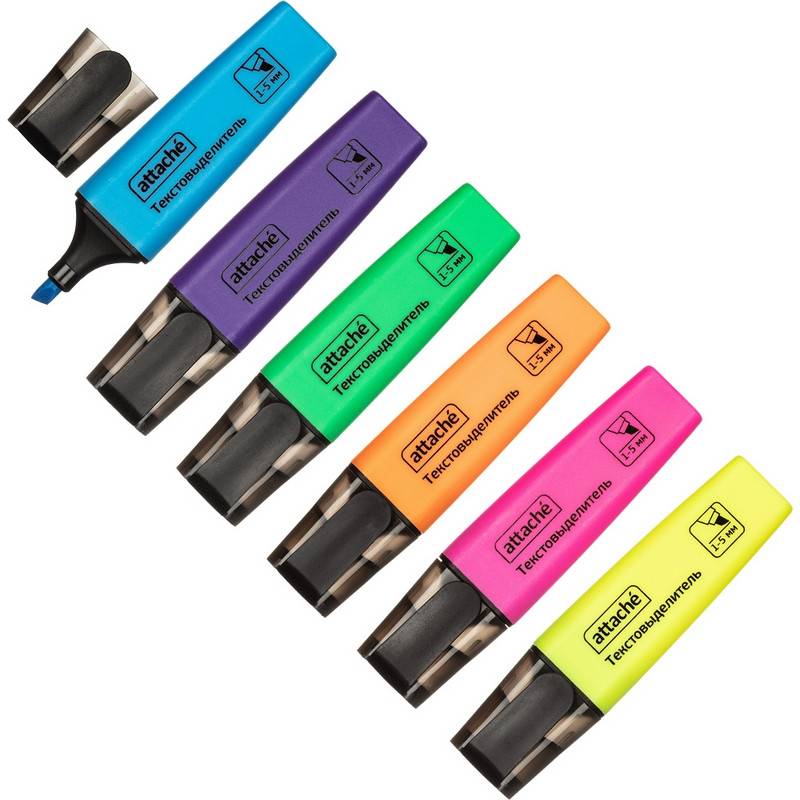 Набор текстовыделителей Attache Colored (толщина линии 1-5 мм, 6 цветов) 958570