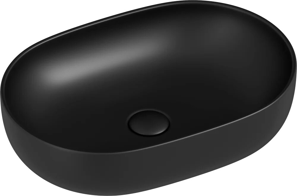 Накладная раковина Ceramicanova Элемент (Element) CN6047MB 60 без отверстия под смеситель, фарфоровая, овальная, раковина для ванной, черная