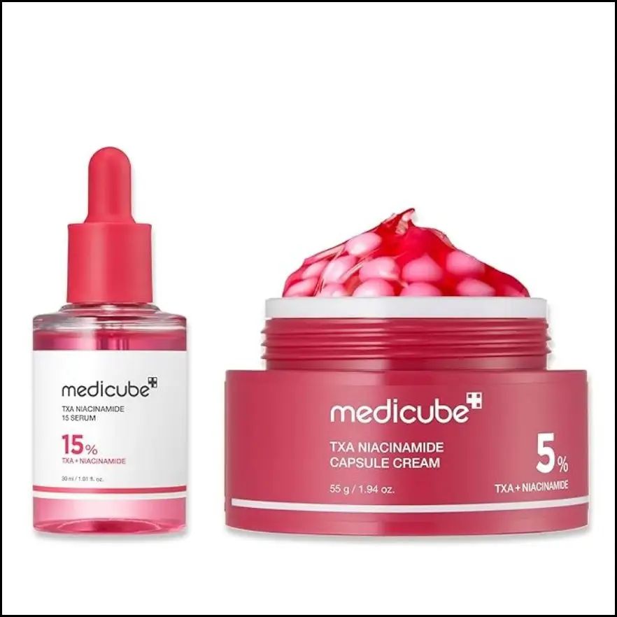 Medicube & Care Duo: + 15% сияющая сыворотка для лица и TXA+крем с капсулами ниацинамида